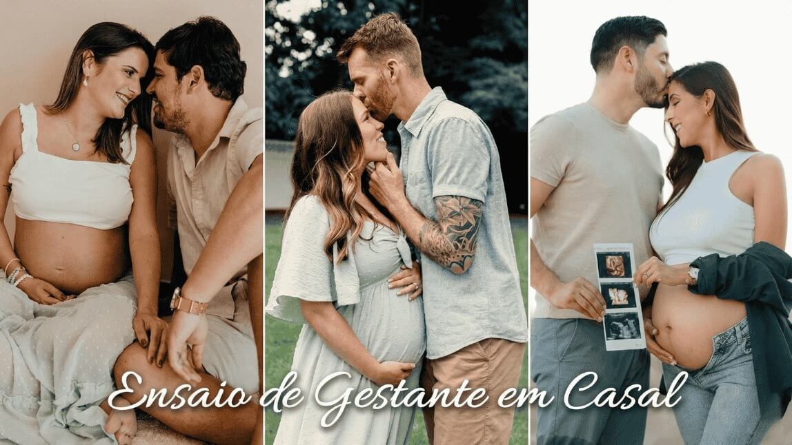 Ensaio de Gestante em Casal: Poses e Edição Perfeita com IA